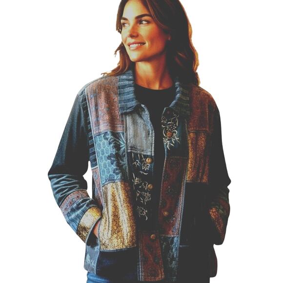 None and/or Unknown | Tops | Tanjay Large Blue Patch Work Womens Top ...